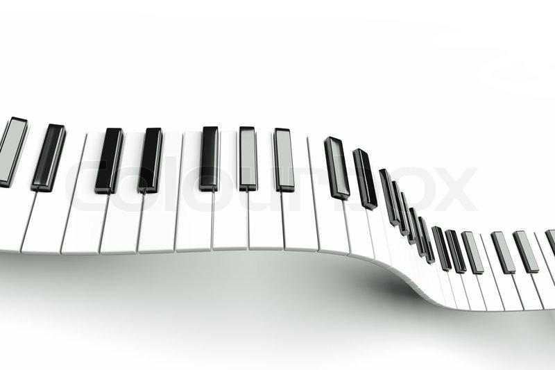 A piano keyboard waves on white | Stock Photo | Colourbox