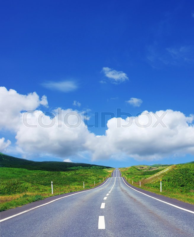 Free way in road on blue sky | Stock image | Colourbox