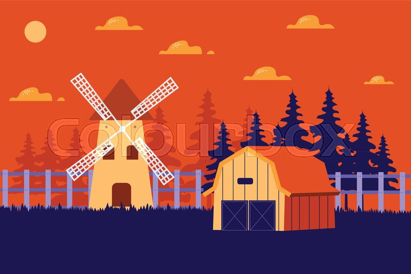 Beautiful horizontal Farm field Nature ... | Stock vector | Colourbox