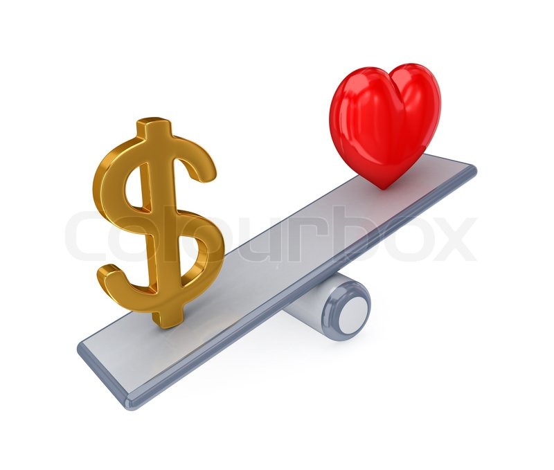 Red heart and dollar sign on simple ... | Stock image | Colourbox