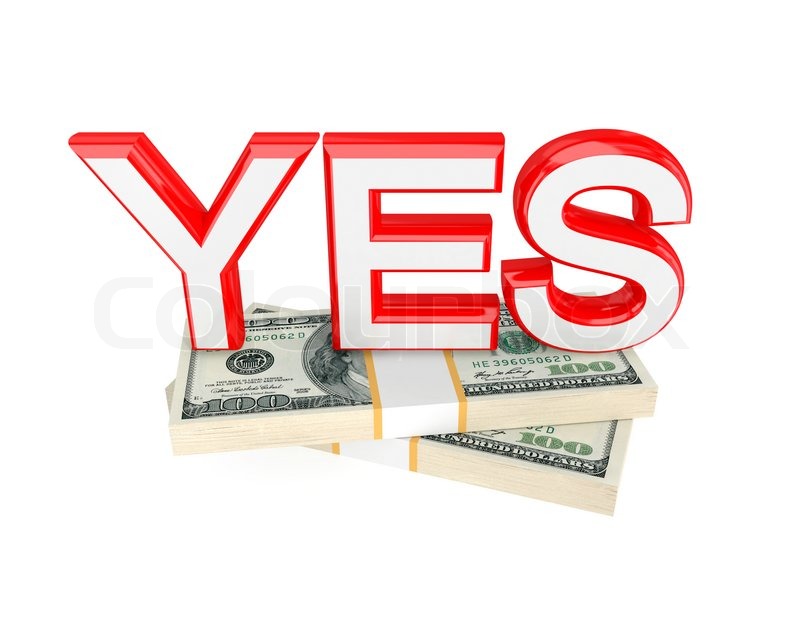 Word YES and two packs of money | Stock image | Colourbox