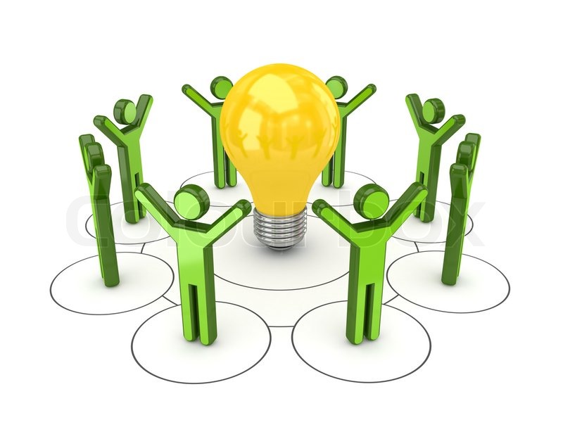 3d small people around idea symbol ... | Stock image | Colourbox
