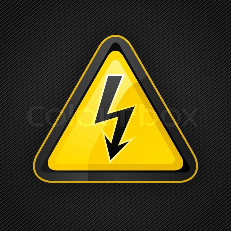 Hazard warning triangle high voltage ... | Stock vector | Colourbox