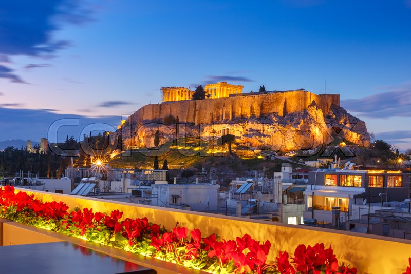 Aerial view of the Acropolis Hill, ... | Stock image | Colourbox