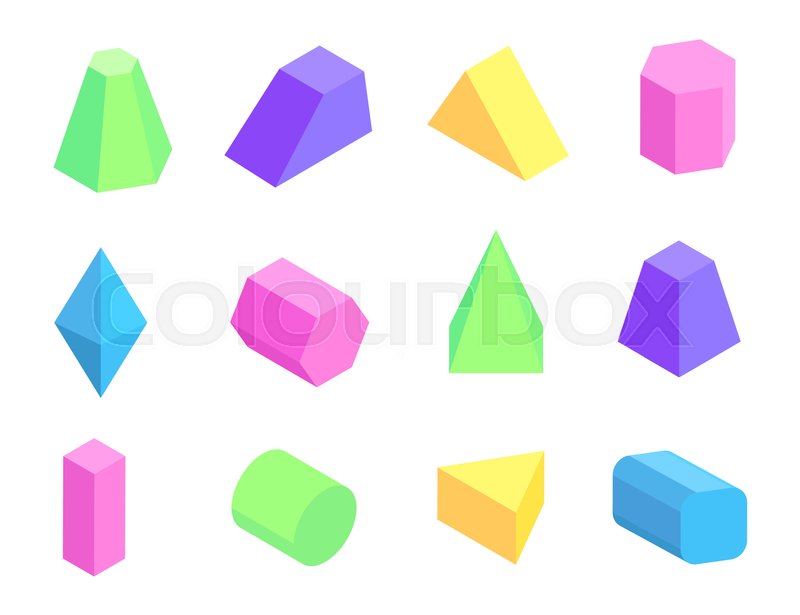 Different shape prism collection on ... | Stock vector | Colourbox
