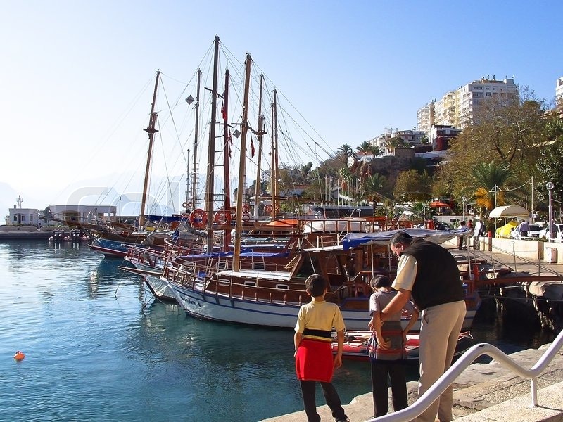 Traditional Turkish boats in the harbor | Stock Photo | Colourbox