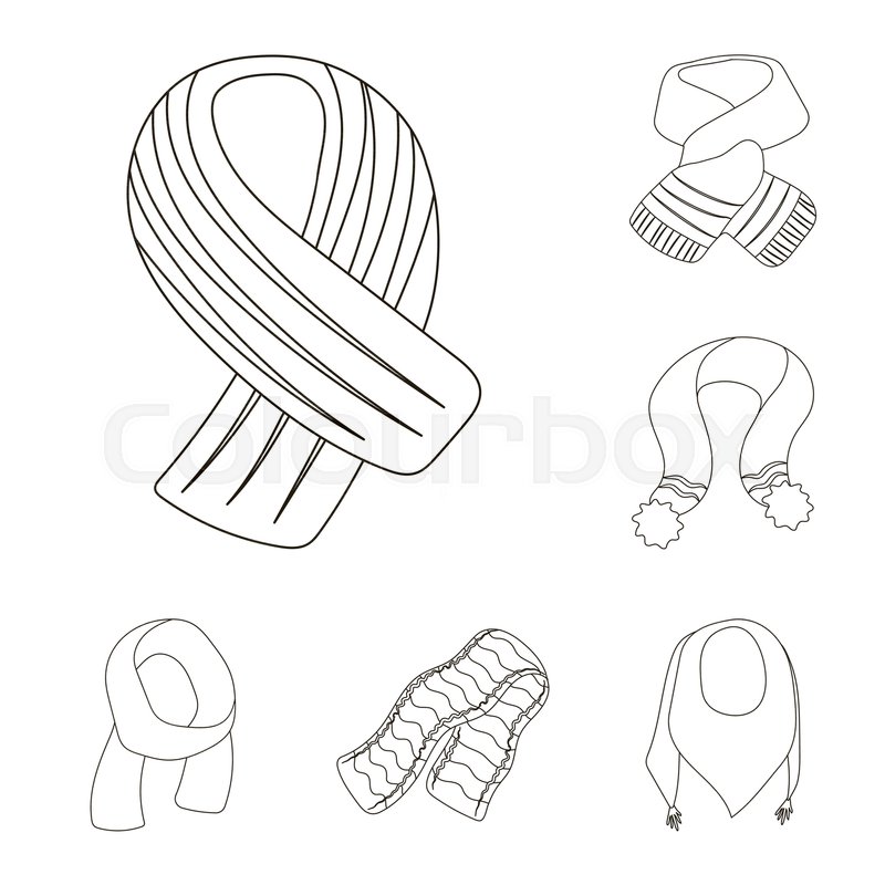 Scarf and Shawl outline icons in set ... | Stock vector | Colourbox