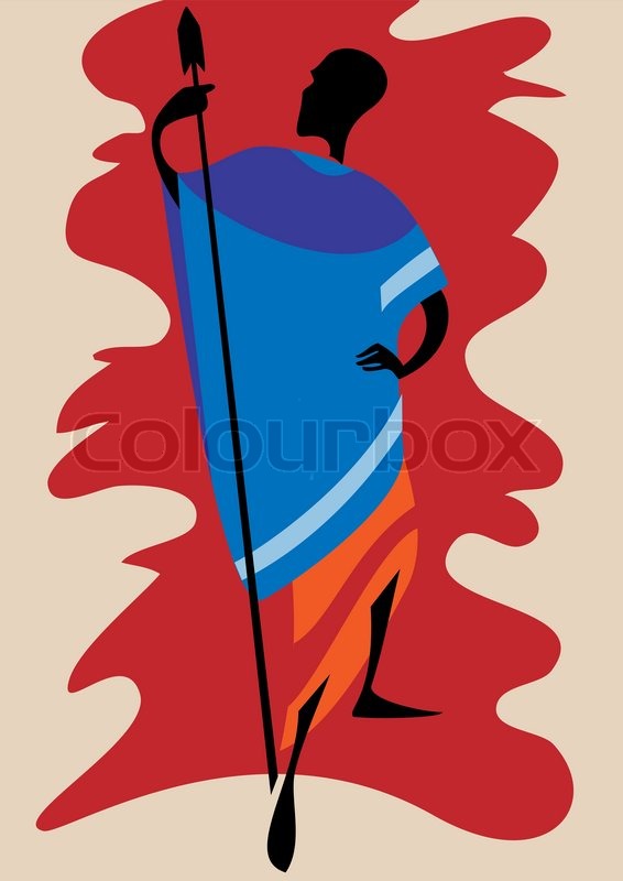 Man of the Maasai in national dress ... | Stock vector | Colourbox