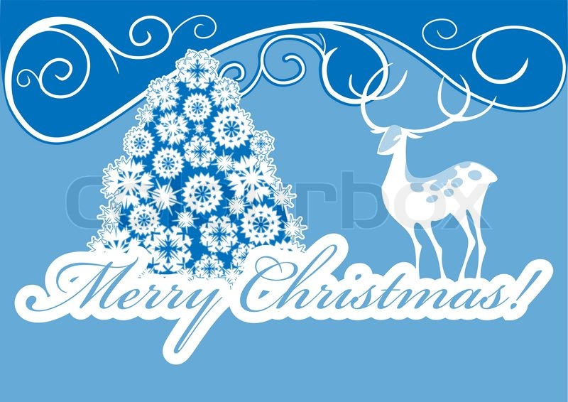 White Stag and decorative Christmas ... | Stock vector | Colourbox