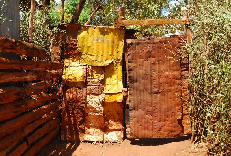 Colourful Sheet Metal Patchwork Door | Stock image | Colourbox