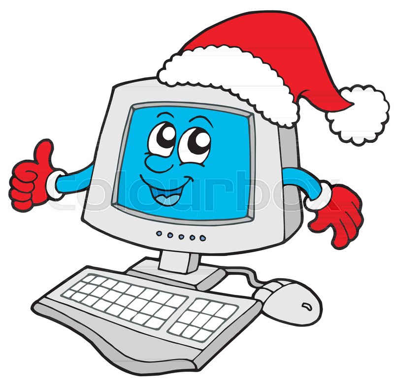 Christmas smiling computer - vector ... | Stock vector | Colourbox