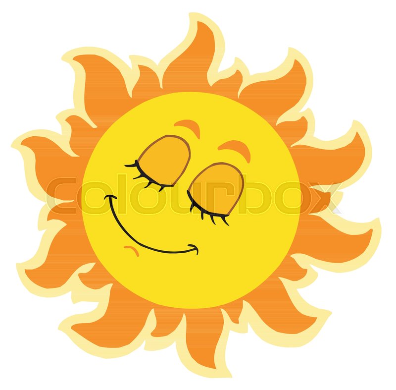 Sleeping Sun on white background - ... | Stock vector | Colourbox