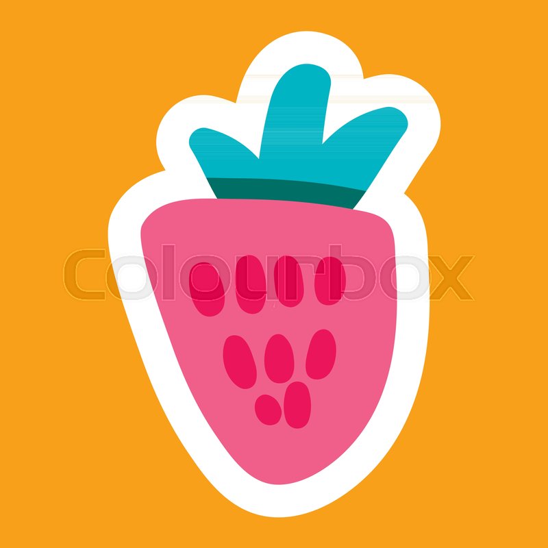 Strawberry cartoon sticker. Nice ... | Stock vector | Colourbox