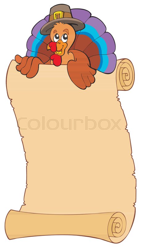 Thanksgiving scroll with turkey 2 - ... | Stock vector | Colourbox