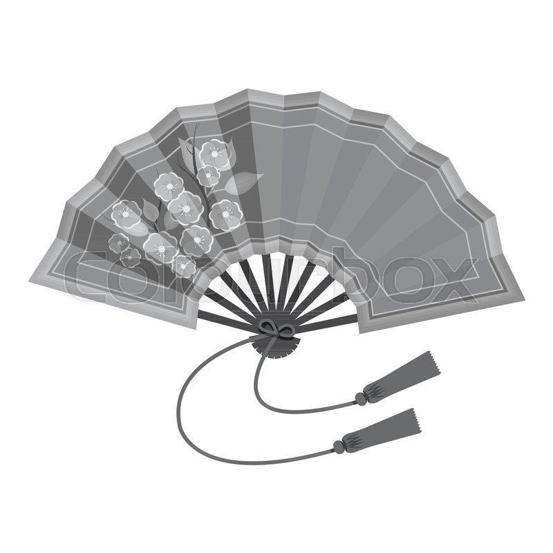 Folding fan icon in monochrome style ... | Stock vector | Colourbox