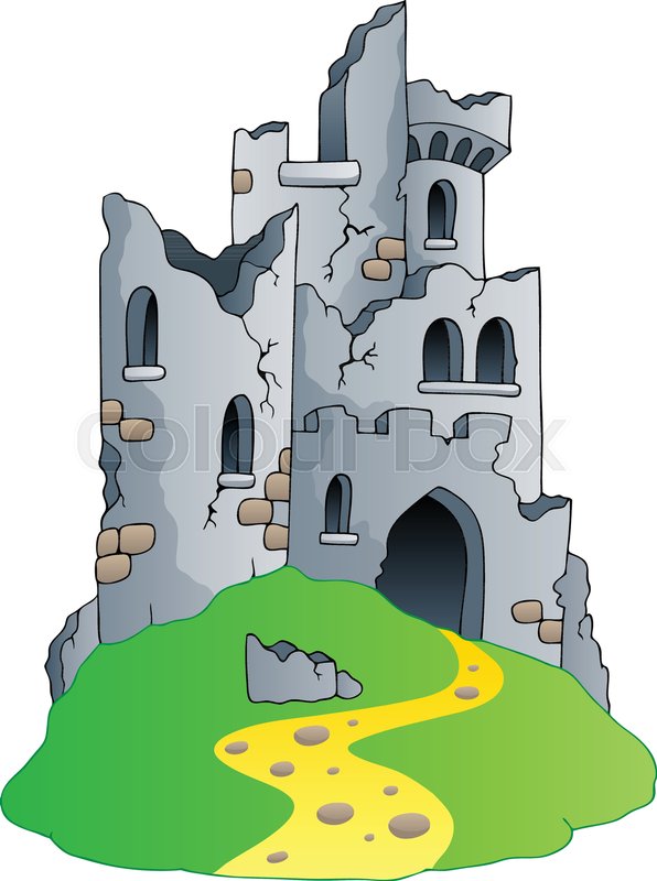 Castle ruins on hill - vector ... | Stock vector | Colourbox