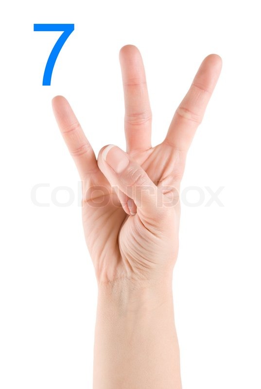 Hand showing number seven isolated on a ... | Stock image | Colourbox