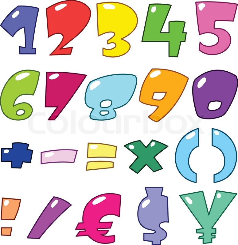 Cartoon Zahlen und Zeichen | Stock-Vektor | Colourbox