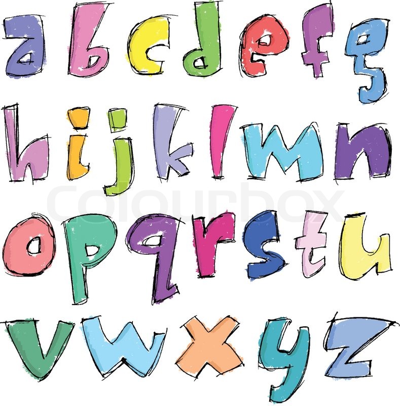 Colorful sketchy Kleinbuchstaben | Stock-Vektor | Colourbox