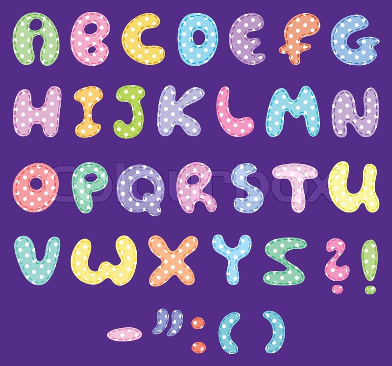 Polka dot alphabet with stitches | Stock vector | Colourbox