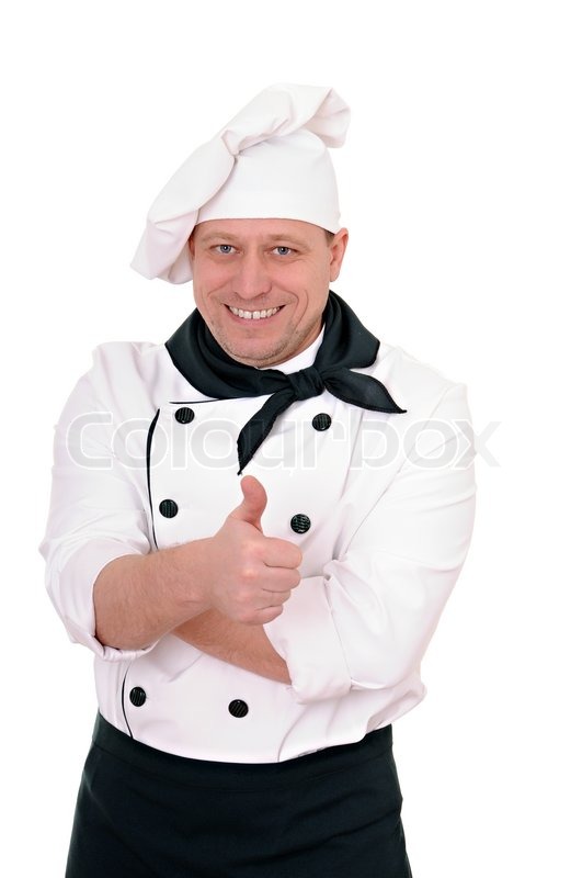 Man cook shows all right isolated on ... | Stock image | Colourbox