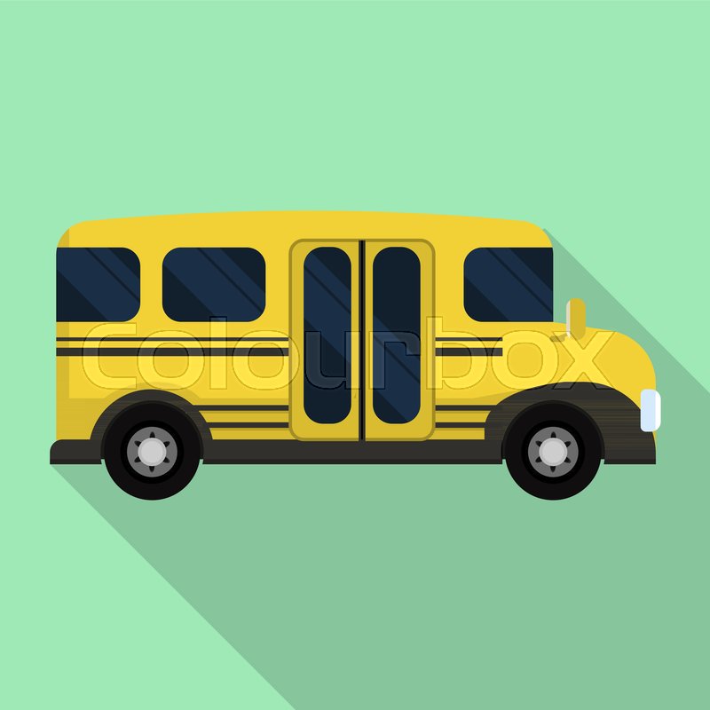 Side of mini school bus icon. Flat ... | Stock vector | Colourbox