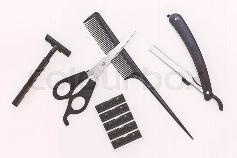 Professional hairdresser tools on white ... | Stock image | Colourbox