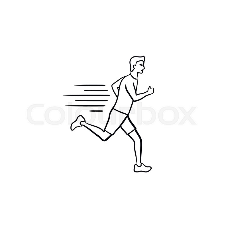 Running man hand drawn outline doodle ... | Stock vector | Colourbox