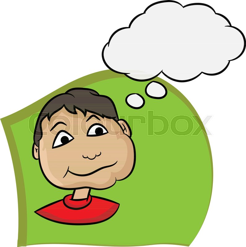 Cartoon Kid Thinking Bubble
