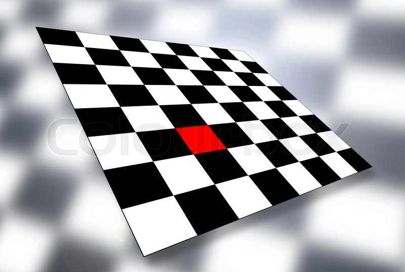 Chess board with one red square on blur ... | Stock image | Colourbox