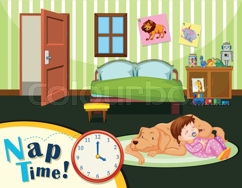 Young toddler nap time illustration | Stock vector | Colourbox