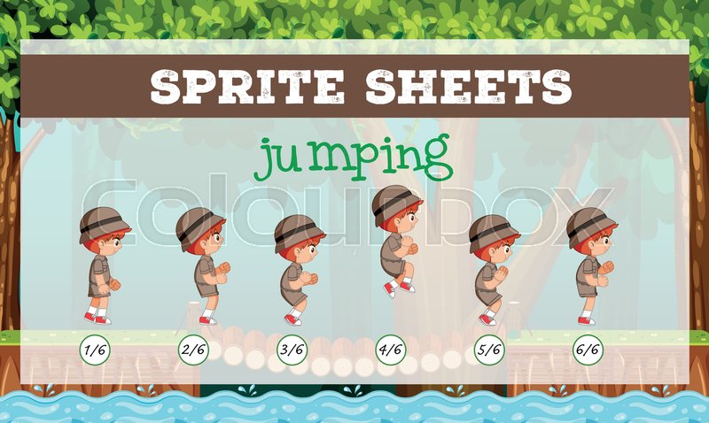 A sprite sheet jumping game template ... | Stock vector | Colourbox