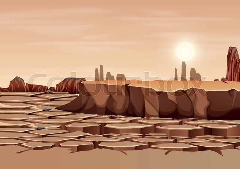 A dry land landscape illustration | Stock vector | Colourbox