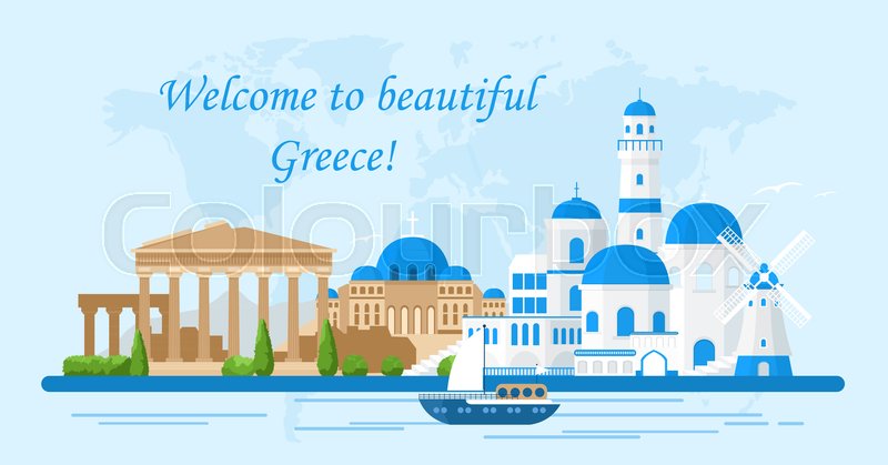 Vector illustration of Greece travel ... | Stock vector | Colourbox