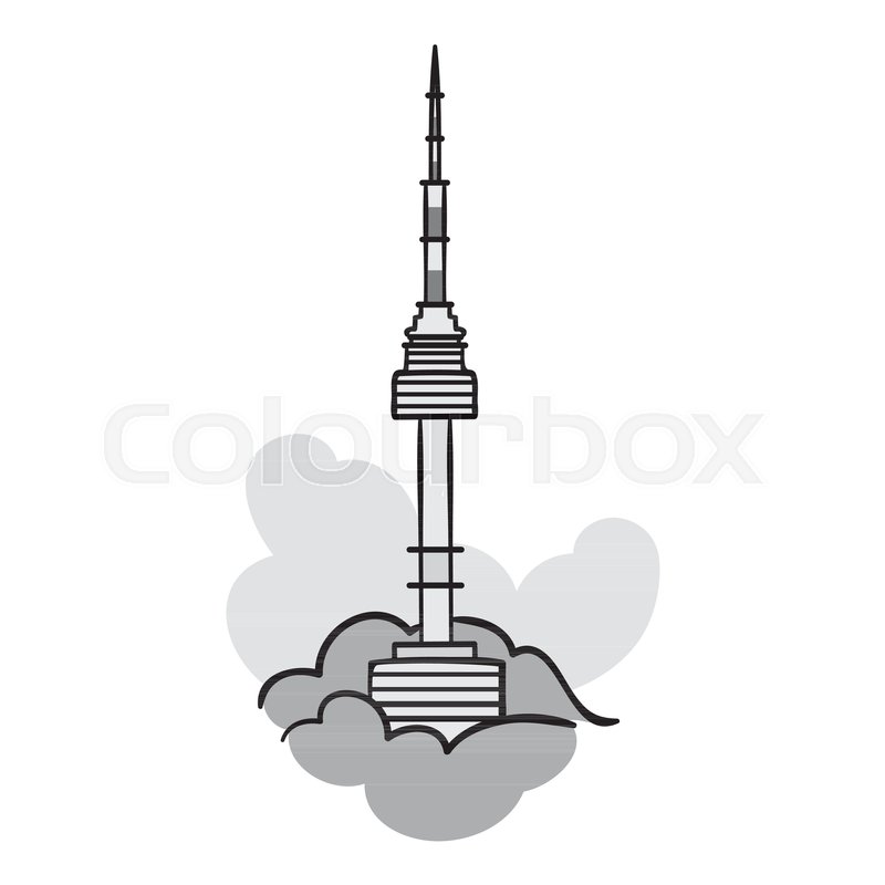 Seoul tower icon in monochrome style ... | Stock vector | Colourbox