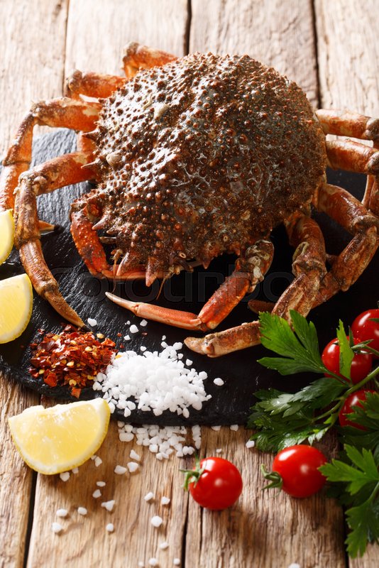 Raw spider crab for cooking with ... | Stock image | Colourbox