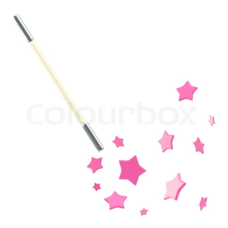 White magic wand casting pink shiny ... | Stock image | Colourbox