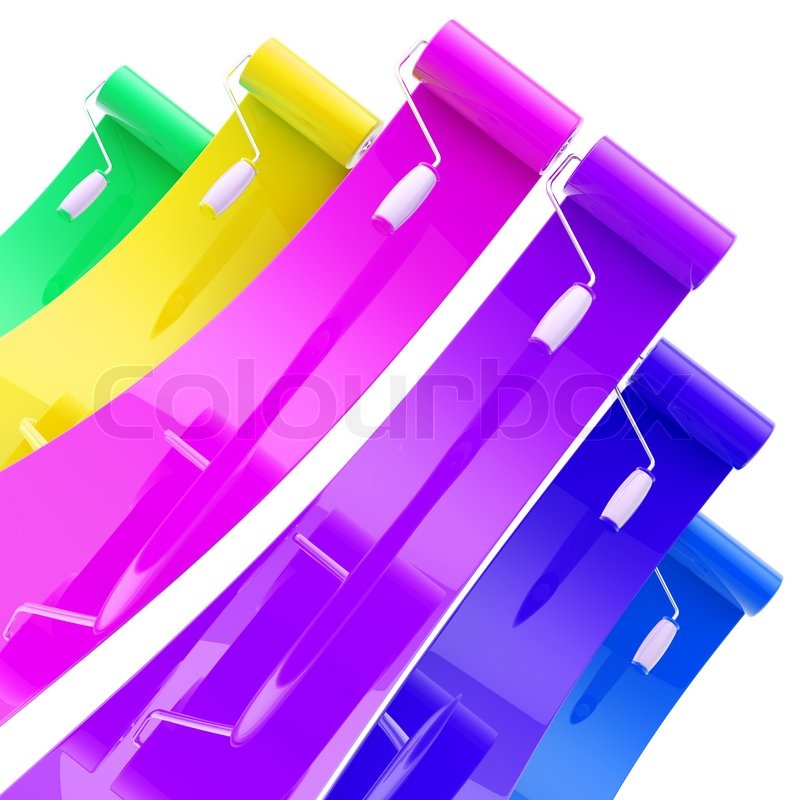 Colorful glossy bright paint rollers ... | Stock image | Colourbox