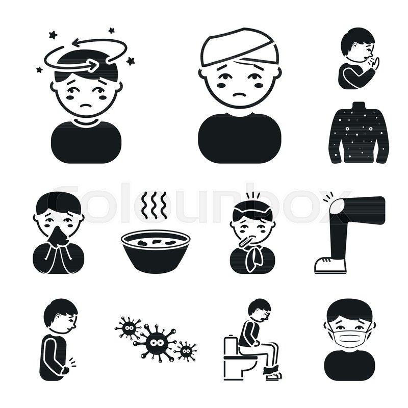 The sick man black icons in set ... | Stock vector | Colourbox