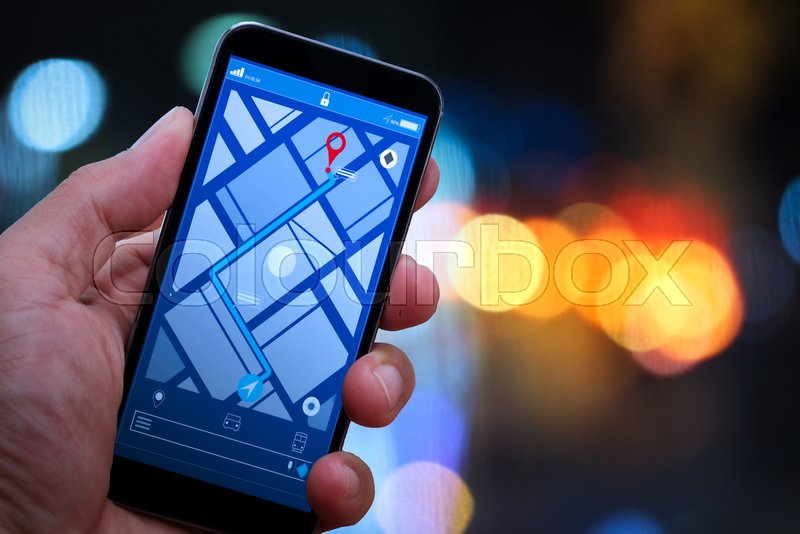 Close up of Tourist using GPS map ... | Stock image | Colourbox