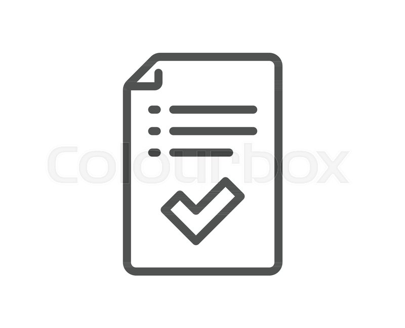 Approved checklist line icon. Accepted ... | Stock vector | Colourbox