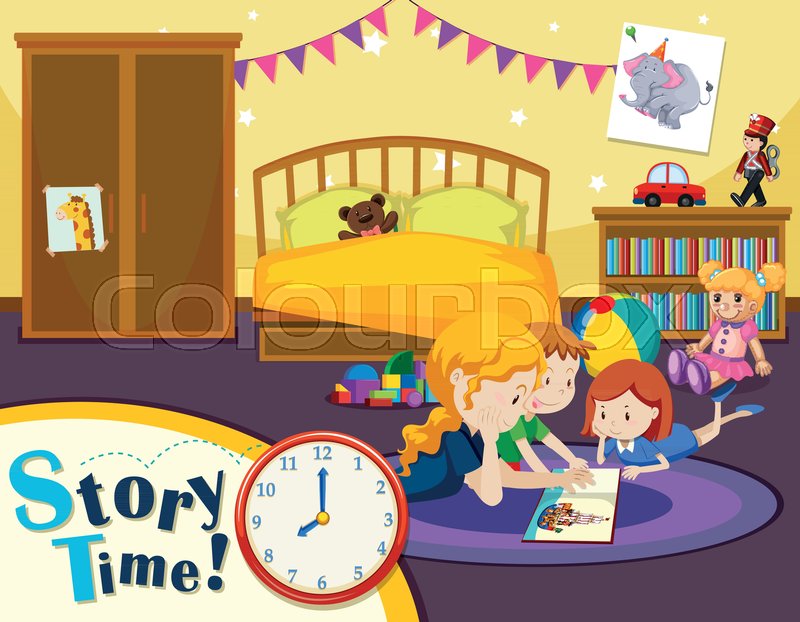 Child story time scene illustration | Stock vector | Colourbox