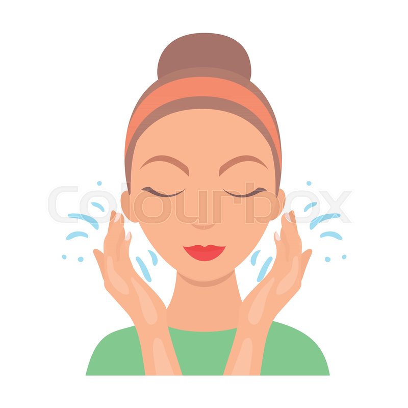 Girl Washing Face Cartoon
