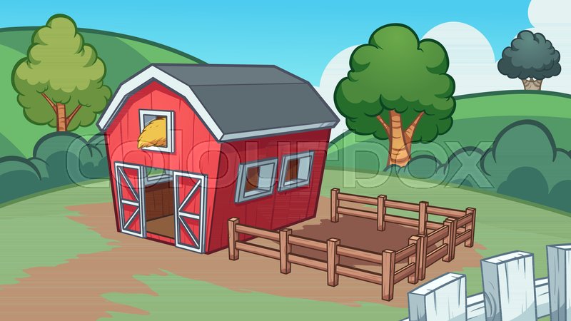 Cartoon farm background. Vector clip ... | Stock vector | Colourbox