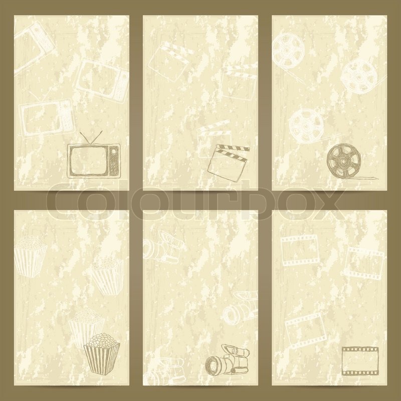 Grunge cards with movie theme | Stock vector | Colourbox