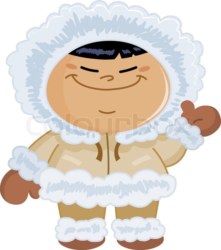 Eskimo kid waving hello | Stock vector | Colourbox