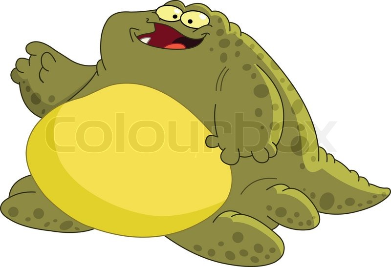 Fat monster waving hello | Stock vector | Colourbox