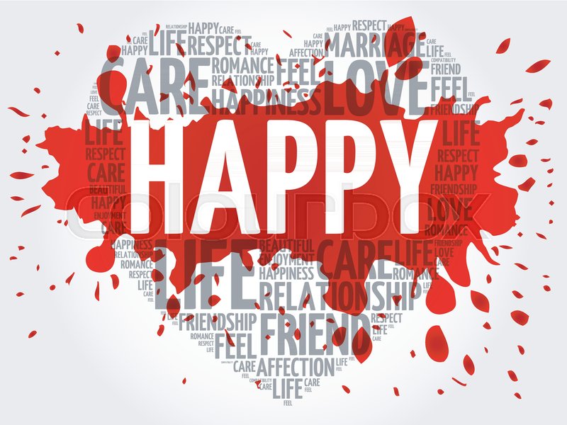 Happy word cloud collage, heart ... | Stock vector | Colourbox
