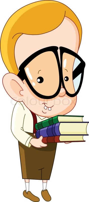 Nerd kid carrying books | Stock vector | Colourbox