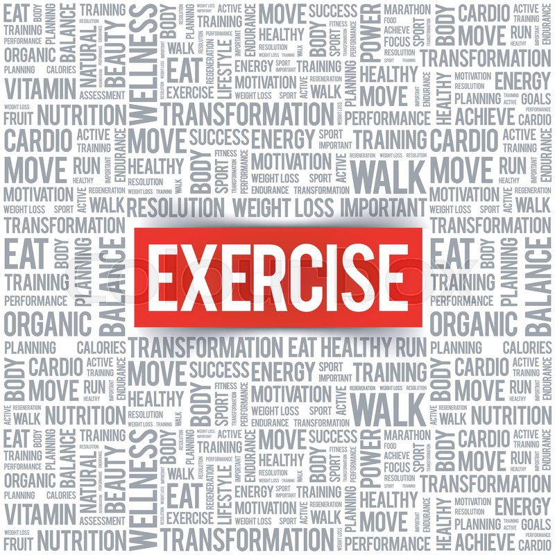 EXERCISE word cloud, fitness, sport, ... | Stock vector | Colourbox